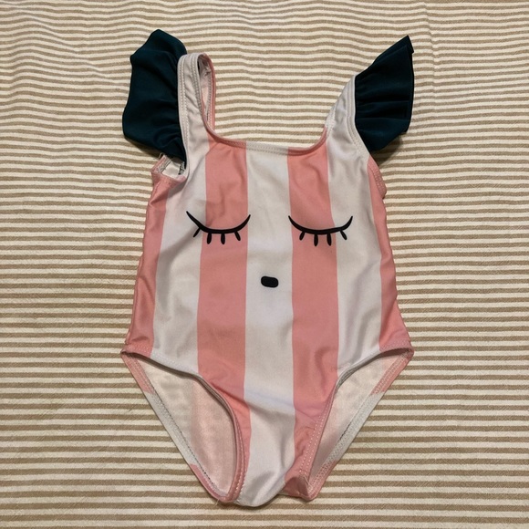 Swim | One Piece Light Pink Striped Swimsuitgirls 12 Month Size | Poshmark